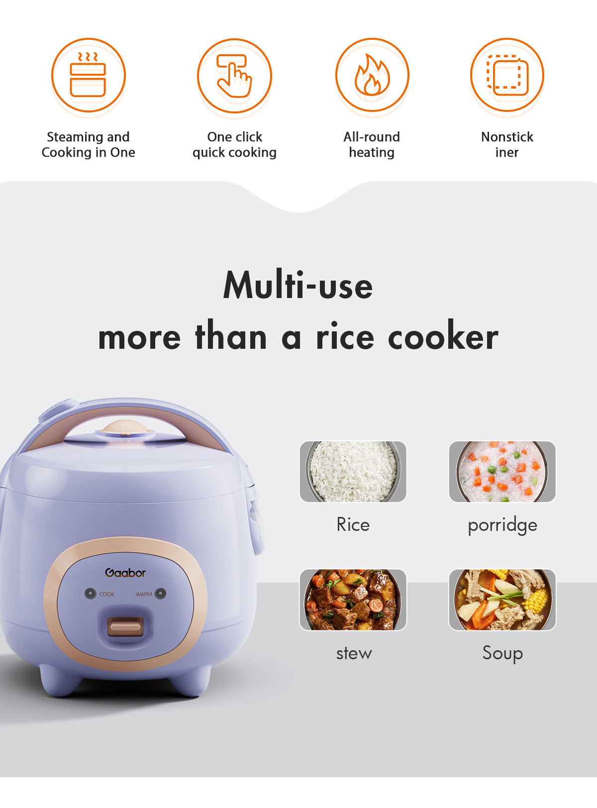 【New arrival】Gaabor Multi-Functional Rice Cooker Cute design Mini size ...