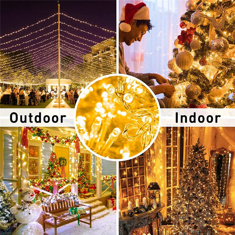 100 LED 10M Christmas String Lights High Bright Outdoor Decoration ...