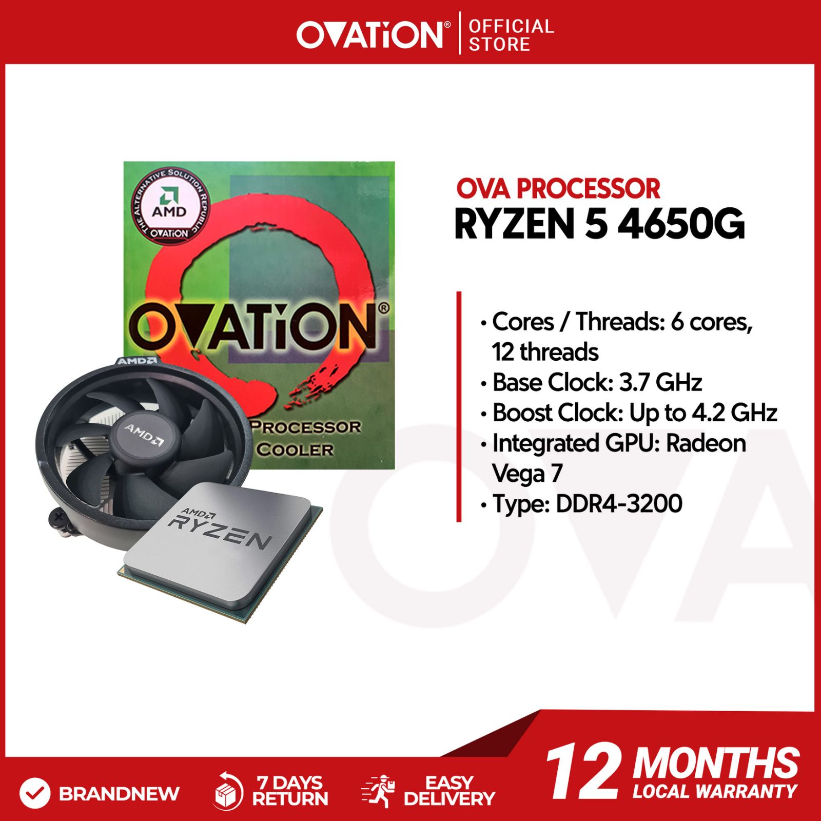 Ovation AMD Ryzen 5 4650G Desktop Processor AM4 Socket 6-Core 12-Thread ...