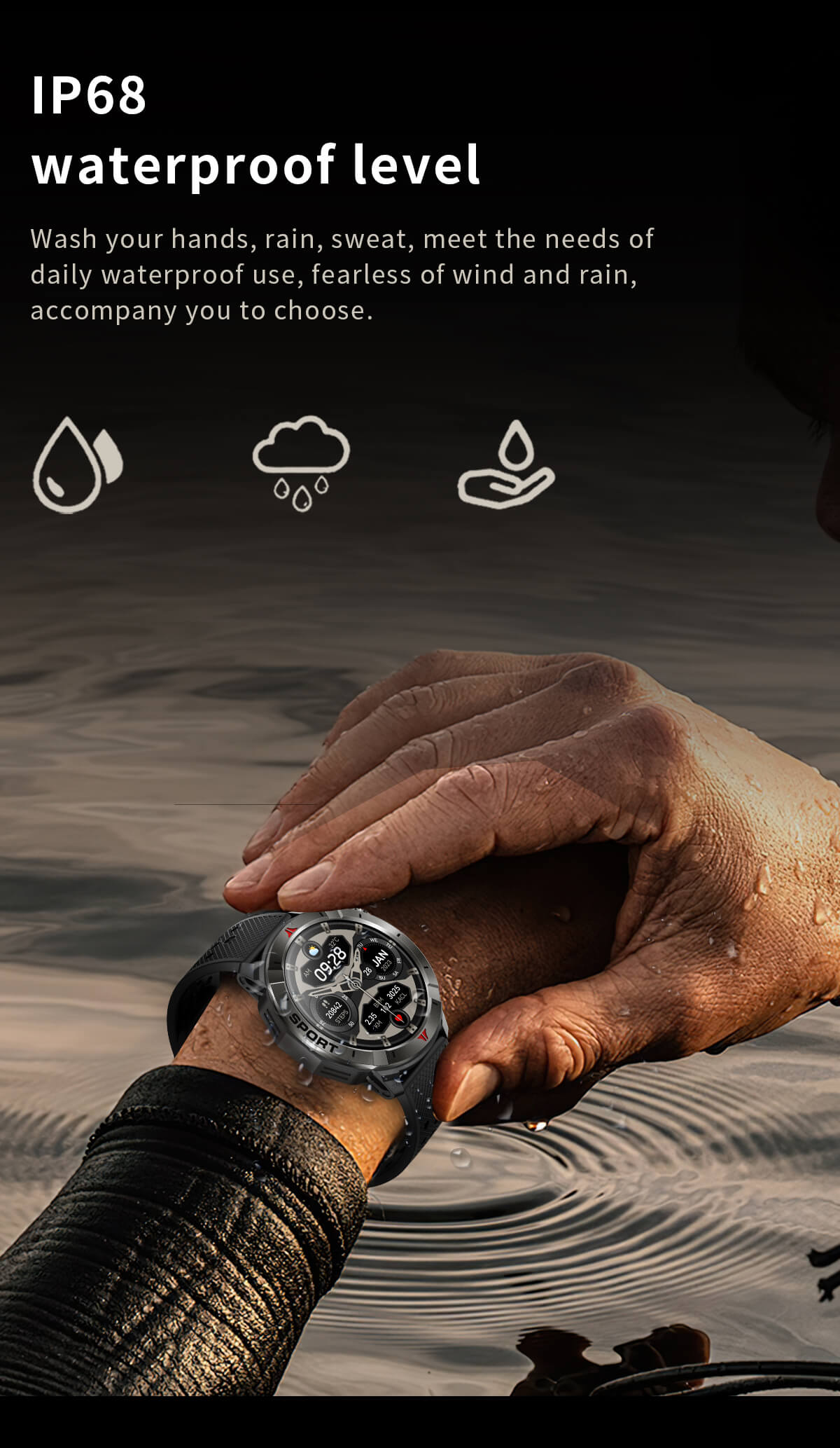 Aolon NAVI R4 Smart Watch GPS Compass Altimeter Cover Lock Flashlight ...