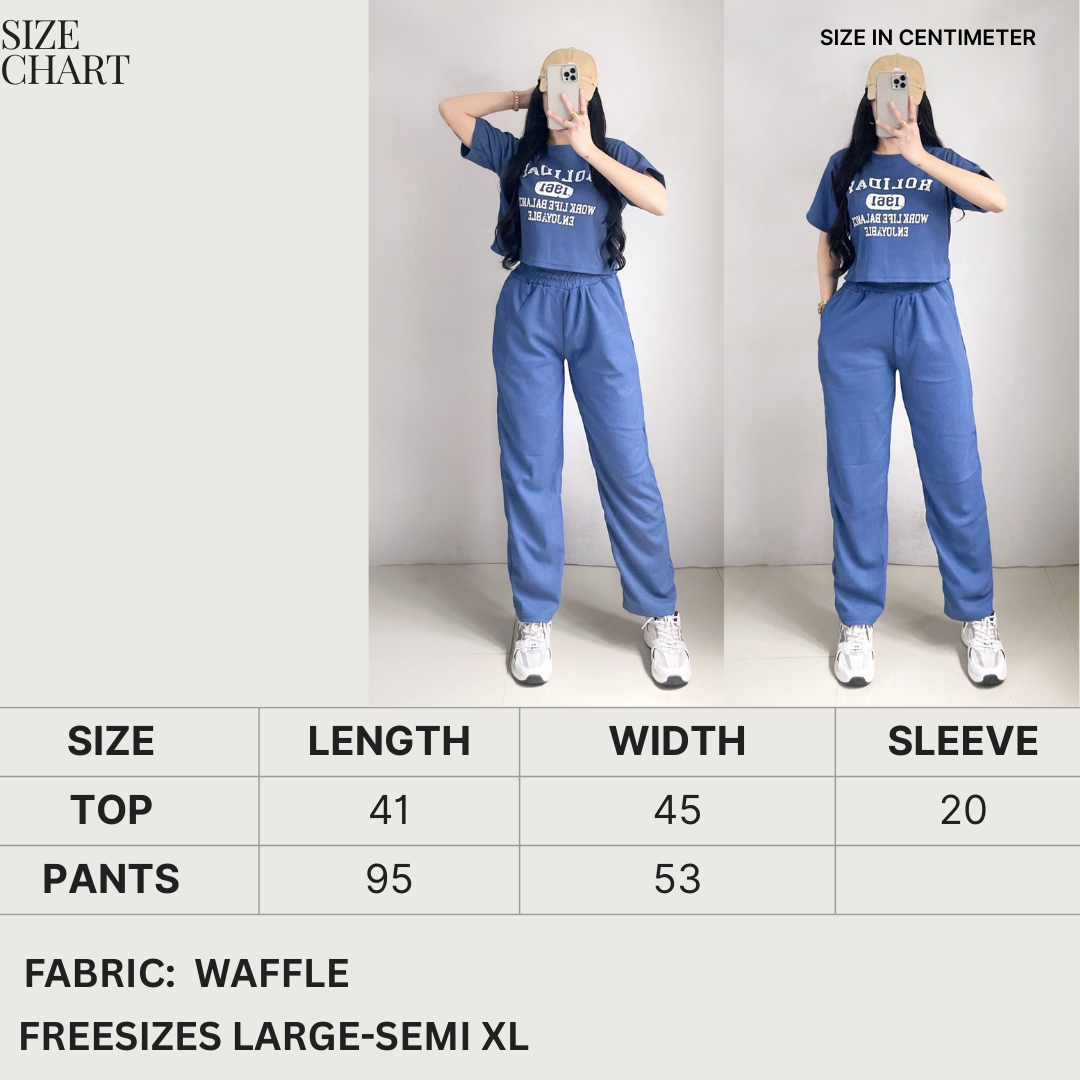 Croptop Terno Pants Set Waffle Printed Small-Plus Size | DA&ABOUT THE ...