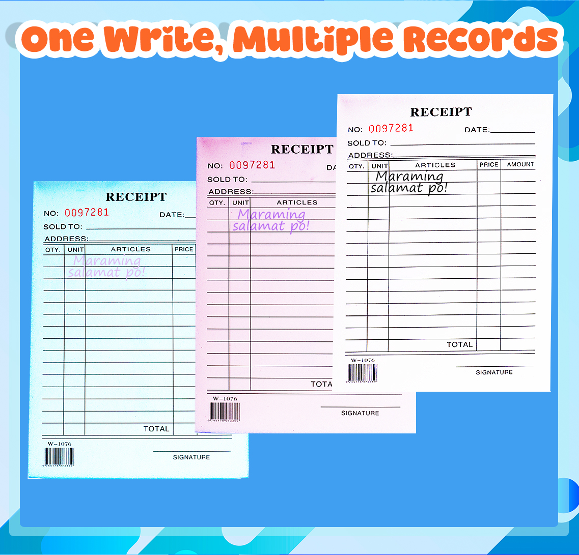 FCI Counter Receipt Original Copy Carbon Copy Customer Copy Order ...