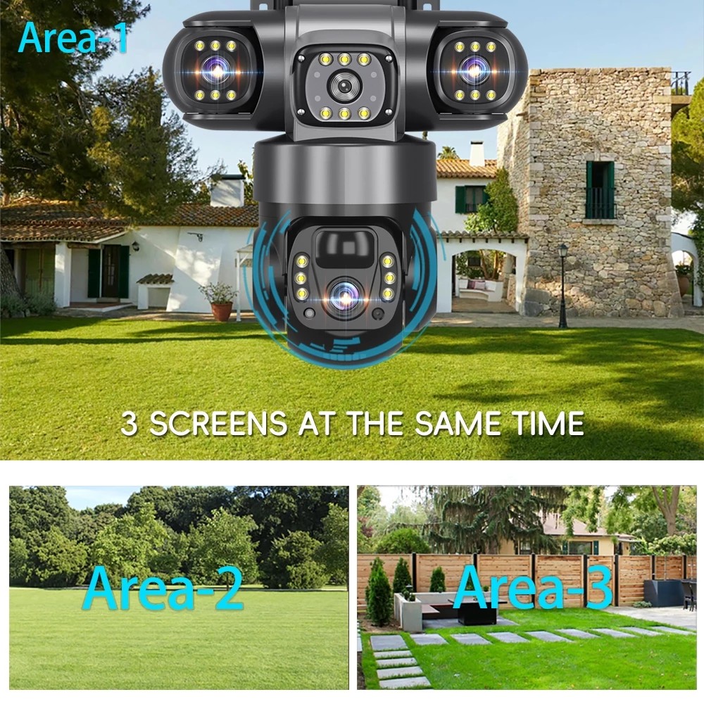 V380 Pro Solar CCTV Camera Outdoor With Wifi/SIM 3 Lens 3 Screen 4K ...
