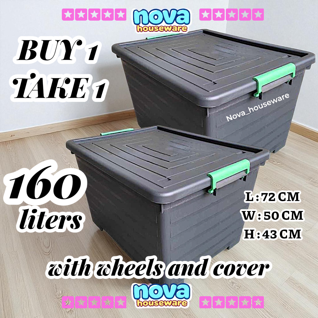 BUY 1 TAKE 1 160 LITERS BLACK HEAVY DUTY STORAGE BOX #056 | Shopee ...