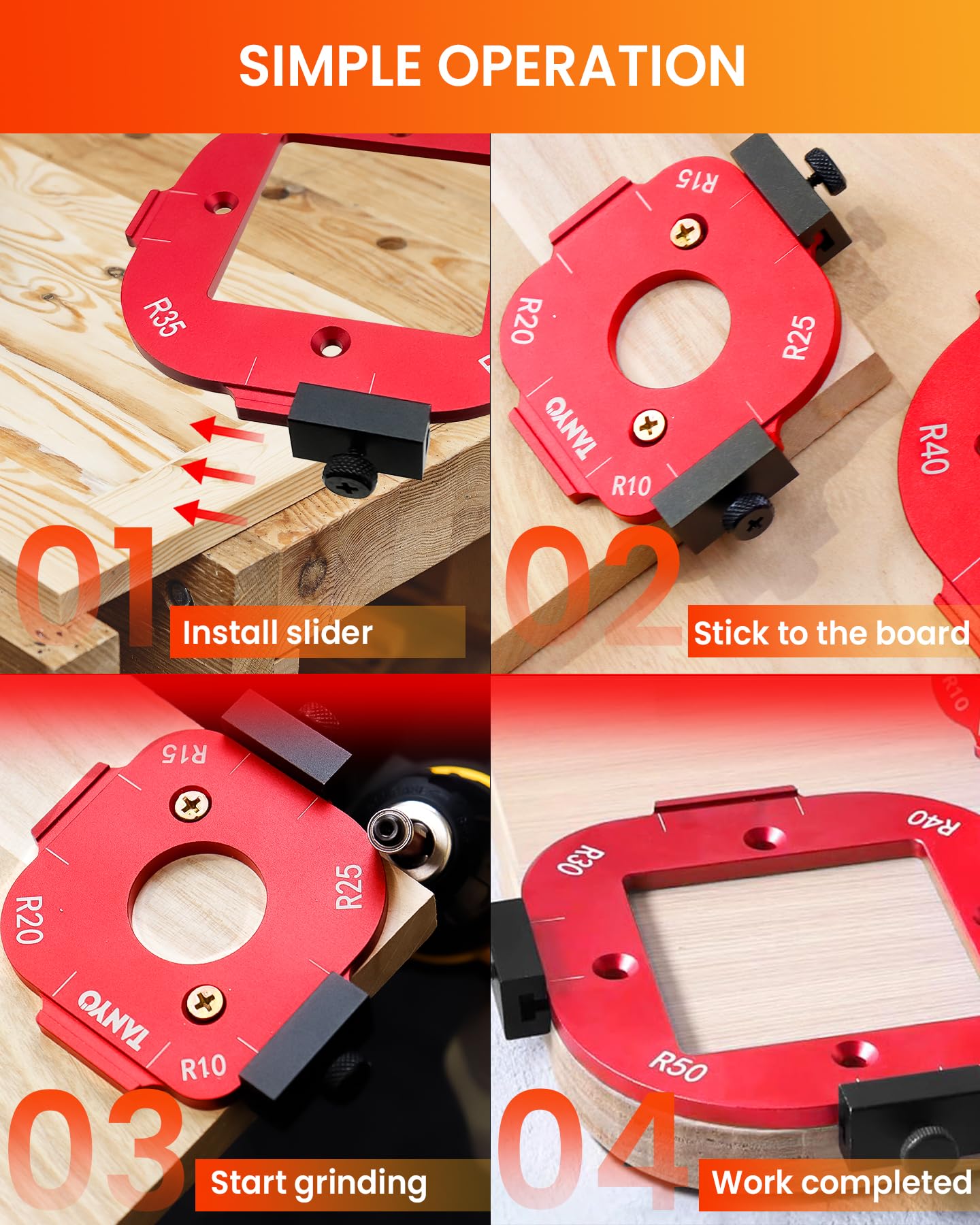 Router Corner Radius Template Woodwork Radius Jig Aluminum Alloy Router ...