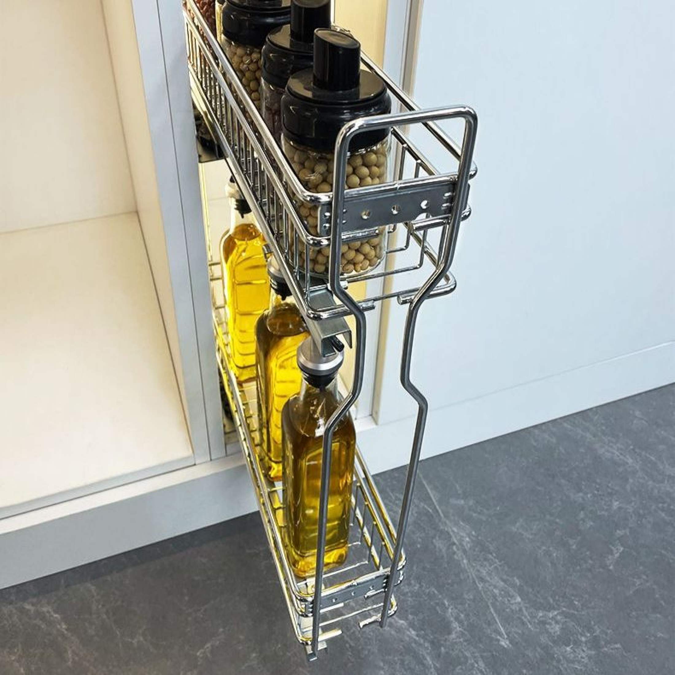 Kitchen drawer-type pull-out basket, narrow-edge storage side pull-out ...