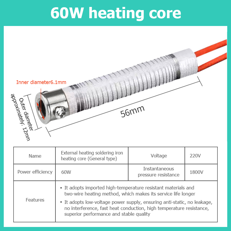 60W External Soldering Iron Core Heating Element Replacement Welding ...