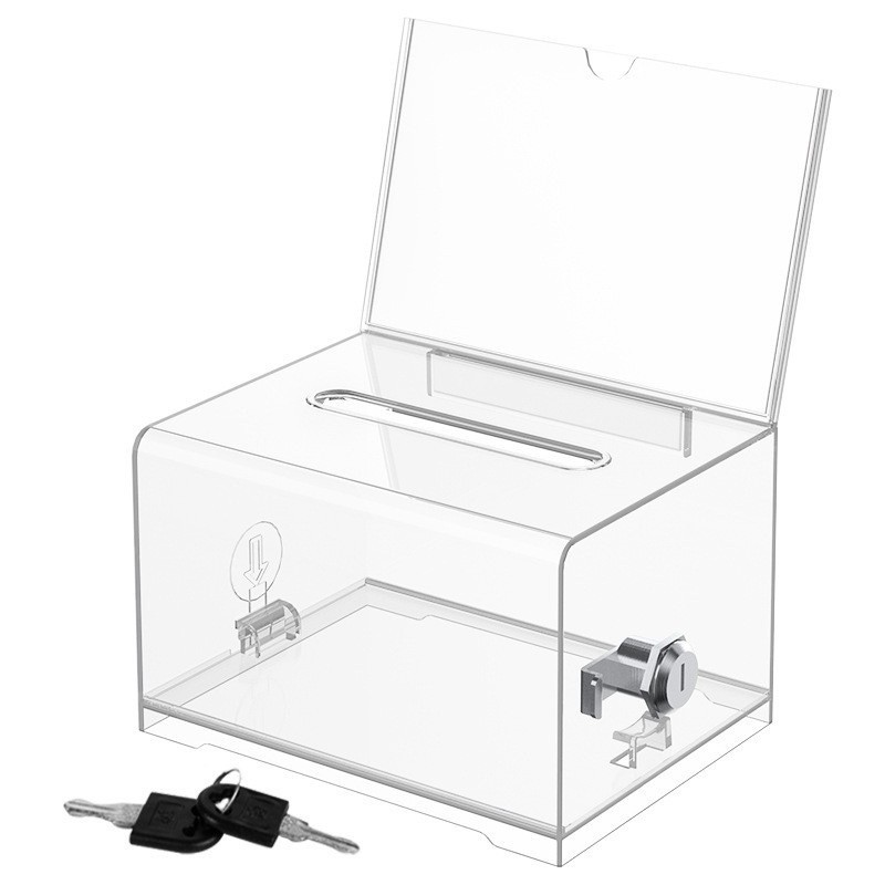 Vote Box Tip Box Donation Box Acrylic Clear Ballot Box with Sign Holder ...