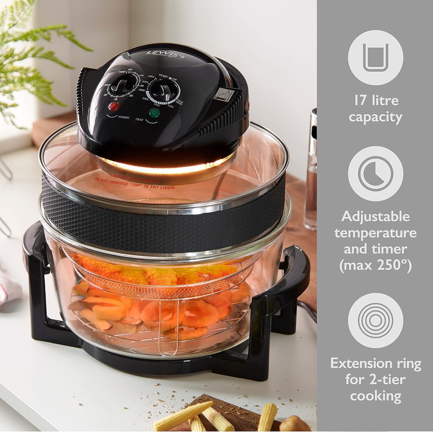 HomeCare 12L Halogen Oven with Convection, Non-Stick, Fast Preheat, and ...