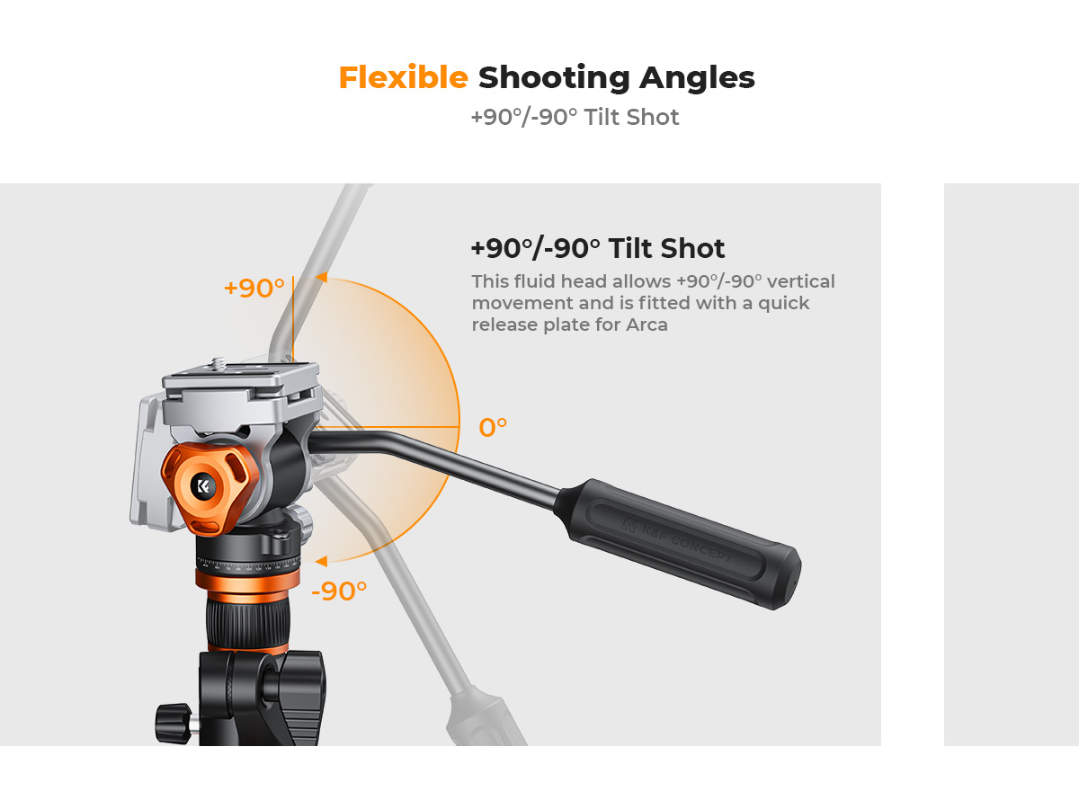 K&F CONCEPT Camera Tripod 2.3m Detachable Monopod Transverse Center ...