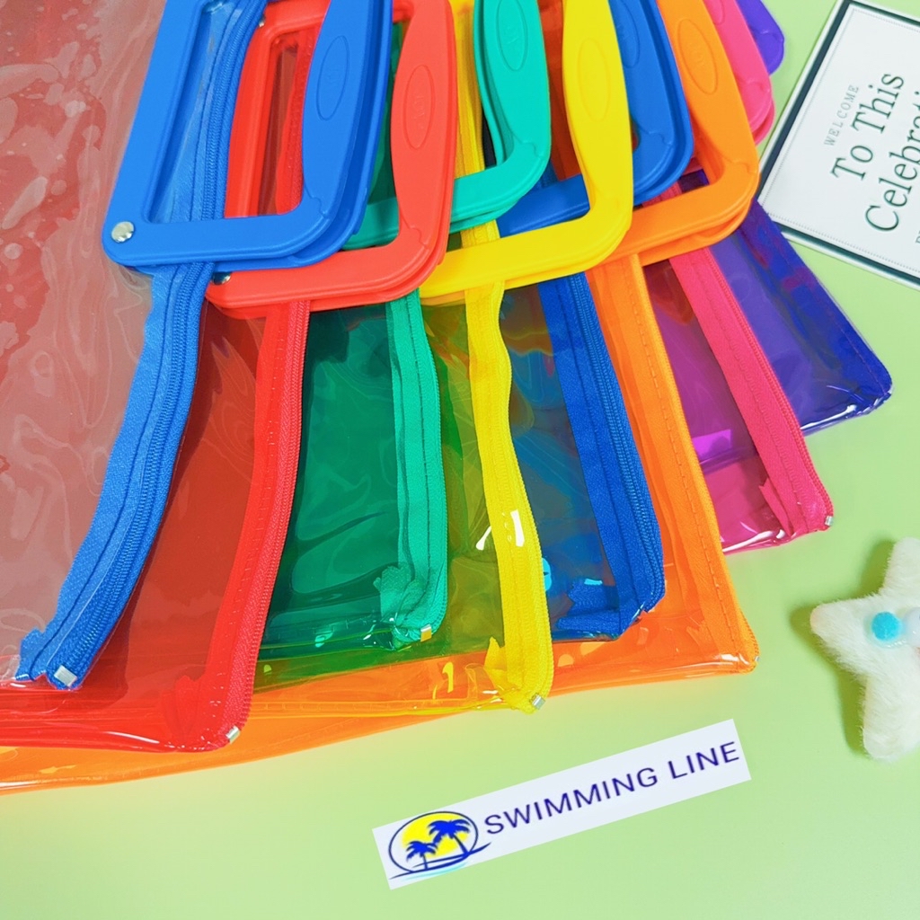 Plastic Envelope W/ Handle JOY Long Expandable Zipper Clear Colored ...