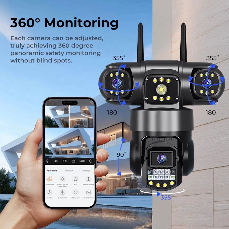 V380 PRO Three Lens CCTV Camera 4K 6MP Outdoor Waterproof PTZ Wireless ...