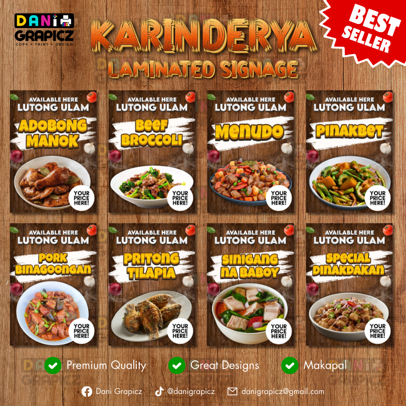 Karinderya Laminated Signage Kainan Ulam Display Carinderia A4 / A5 ...