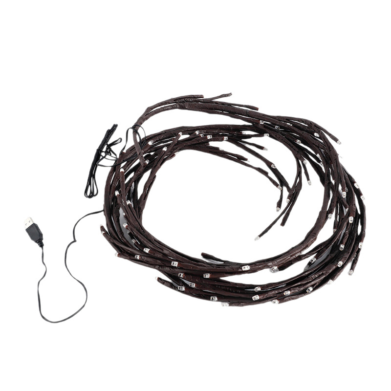 LED Branch Rattan Cane Shape Lamp USB Interface Warm Light Can Bend ...