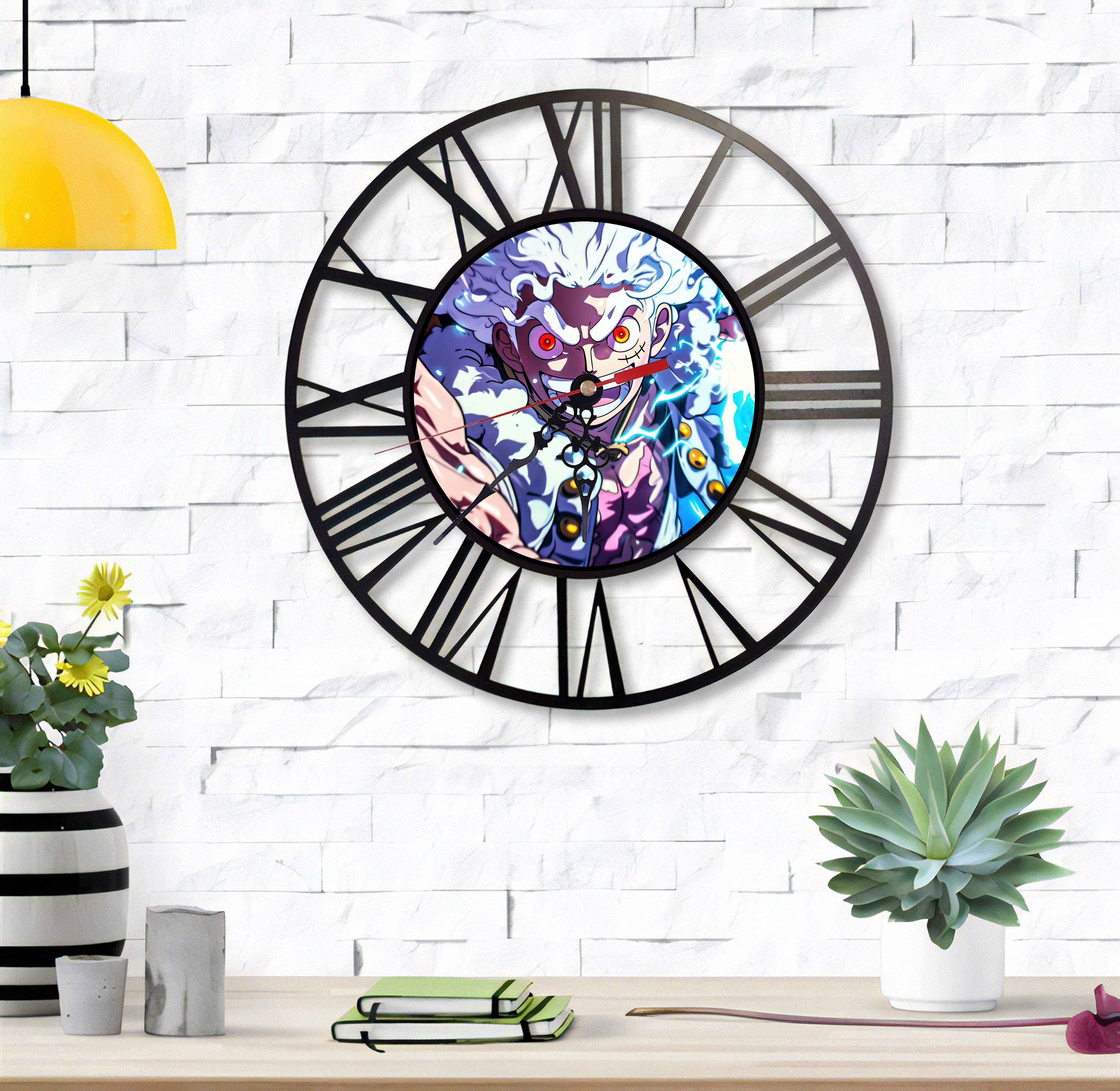 One Piece anime inspired Wooden wall Clock - Zoro Sanji Luffy Gear 5 ...