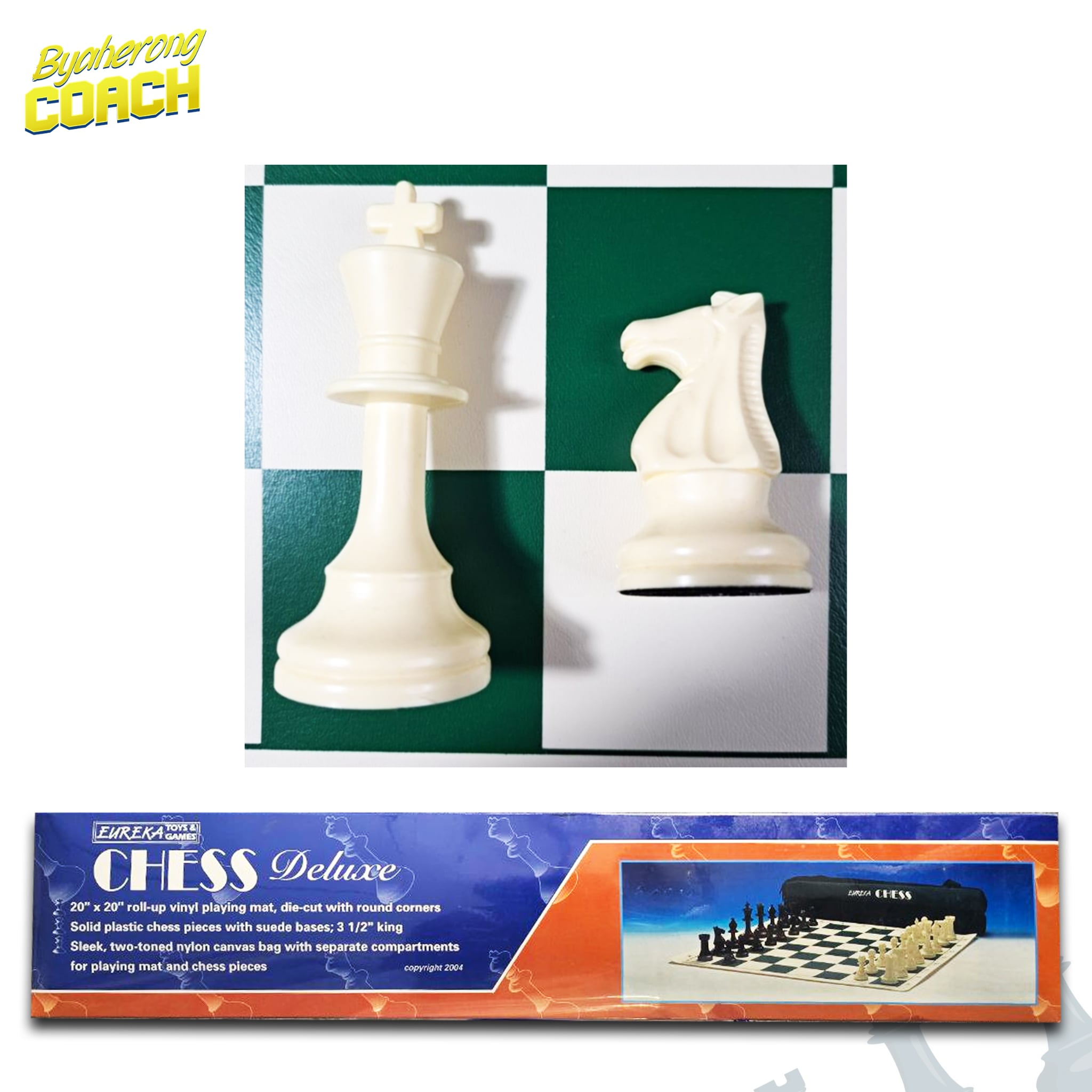 Deluxe Chess Set with Roll-Up Board & Carrying Bag – 20"x20" Vinyl Mat ...