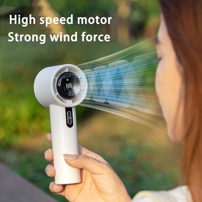 The Mini Turbo Handheld Fan Portable Rechargeable LED Digital Display ...