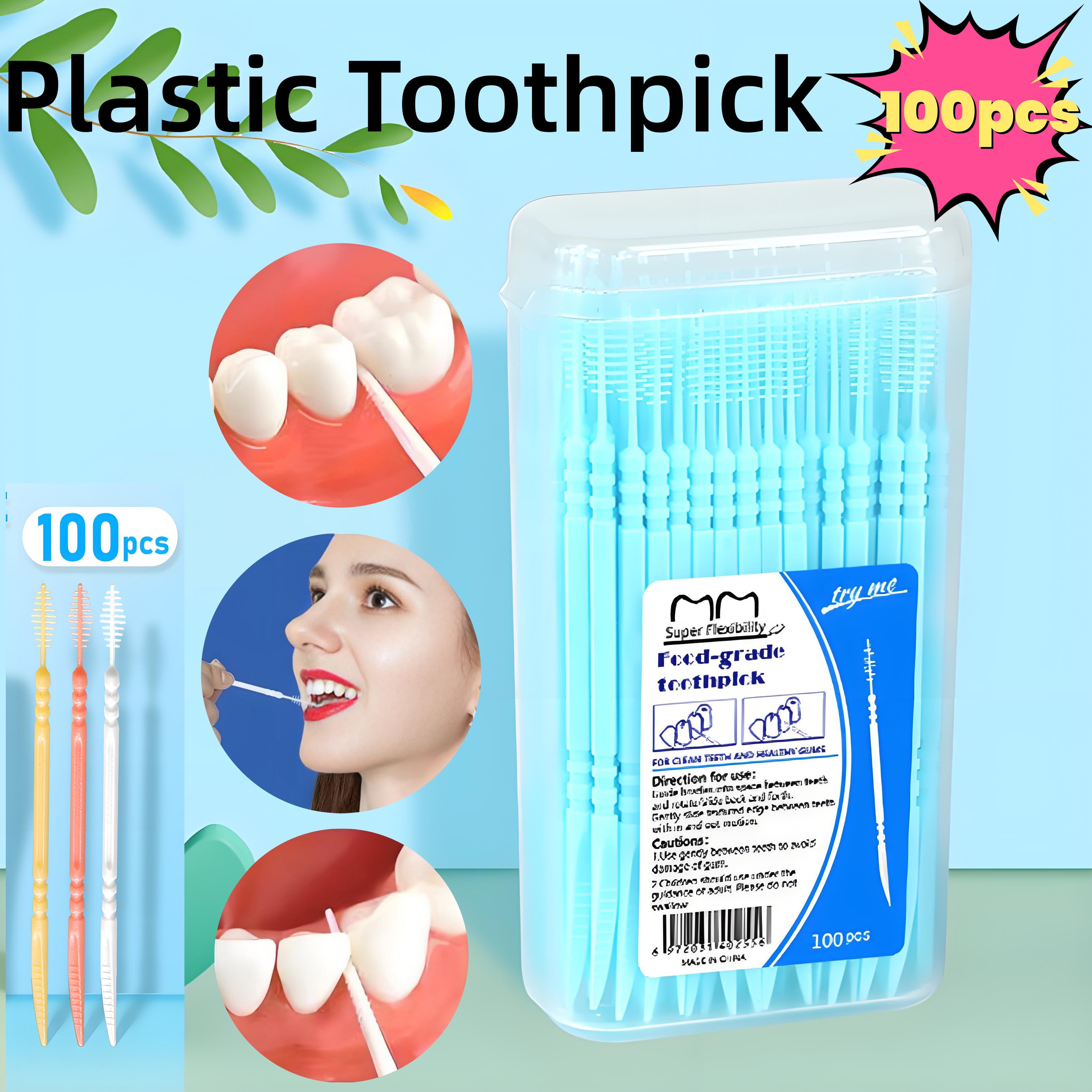 100pcs Double-Ended Plastic Toothpicks, Disposable Fishbone Shape for ...