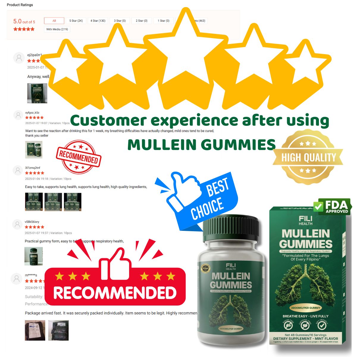 Mullein Breathe Easy Gummies - Natural Lung Support with Ginger ...