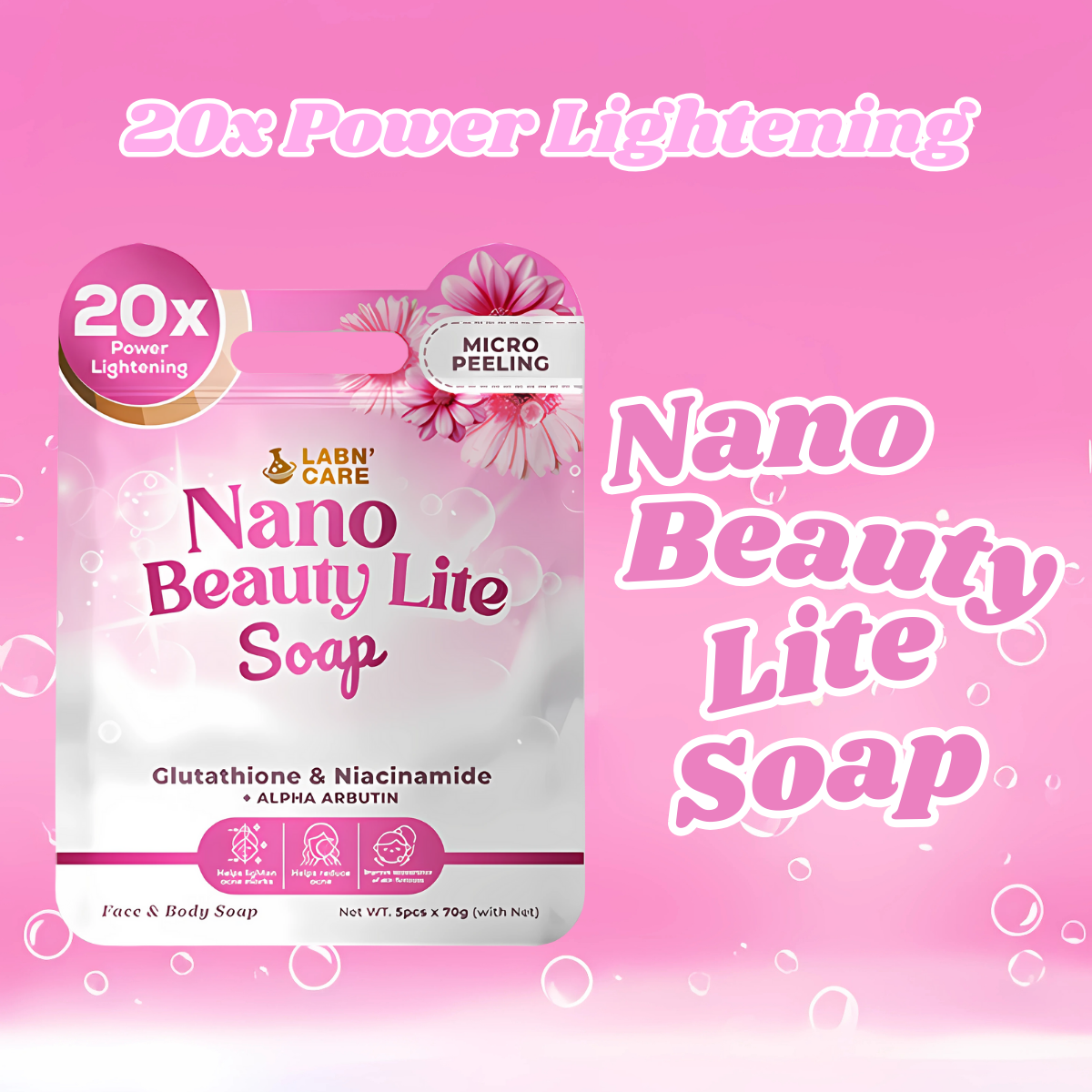 Buy 1 Take 2 Nano Beauty White Lite Soap 70g - 20x Power Lighting & Micro Peeling for Face&Body ...