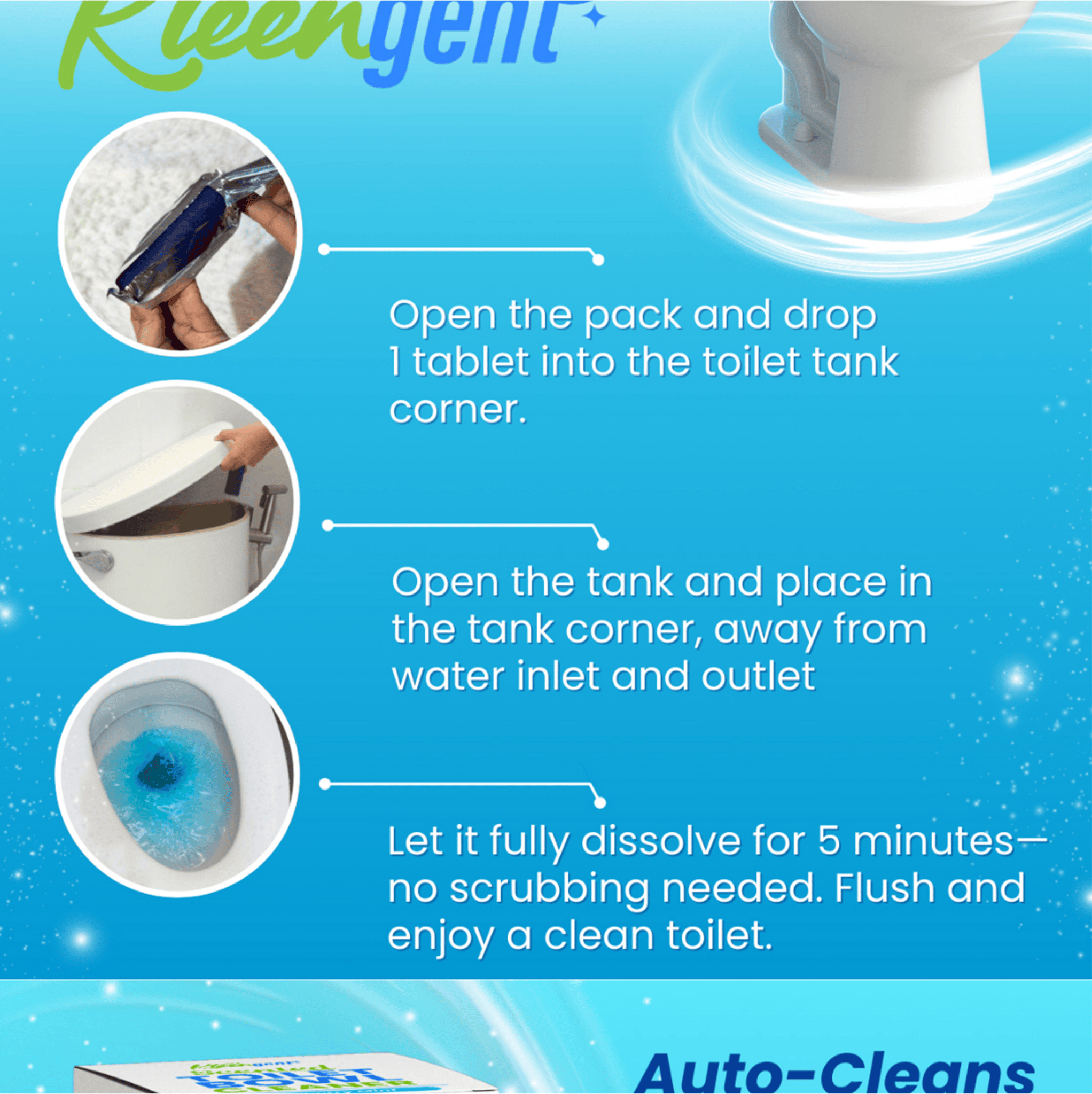 Kleengent–Toilet Bowl Cleaner–Blueberry+Lavender–Scented Bleach Tablet ...