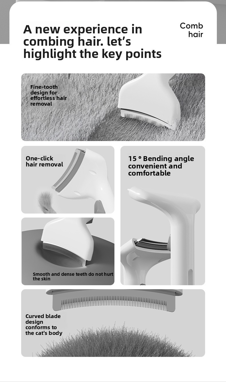 Pet Fur Thinning Comb – One-Button Tangle Remover for Cats & Dogs ...