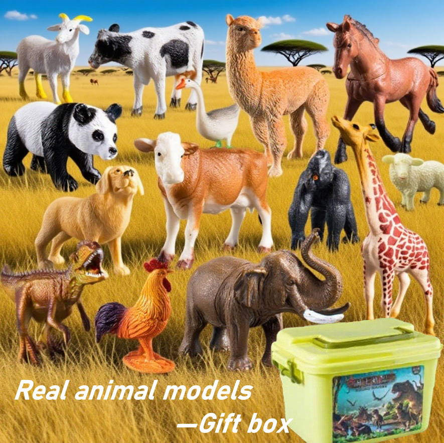 14/40/58PCS Animal Model Box Real Simulation Environment Farm/Dinosaur ...