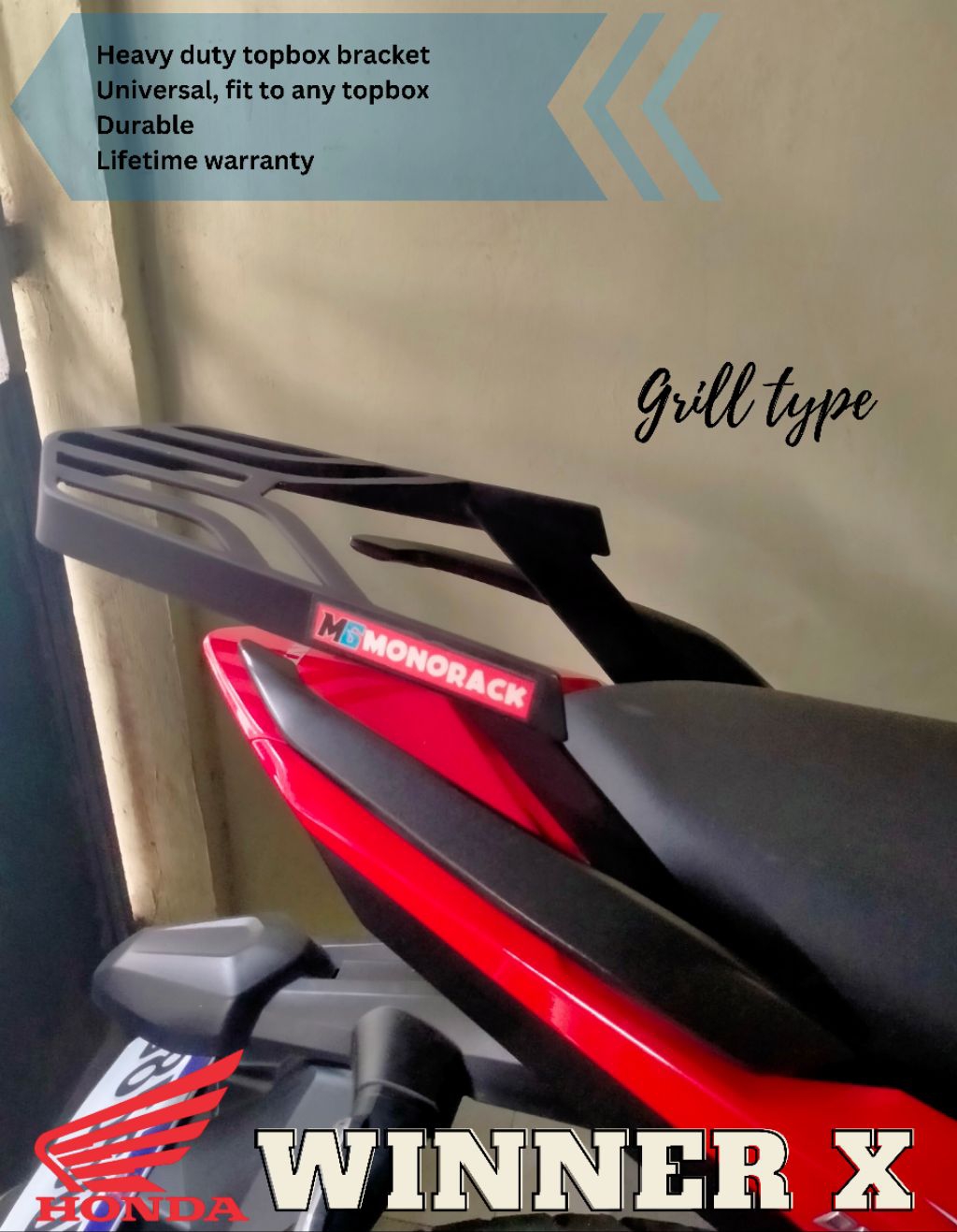 Honda Winner X Topbox Bracket Stay Grab Lifetime Warranty | Shopee ...