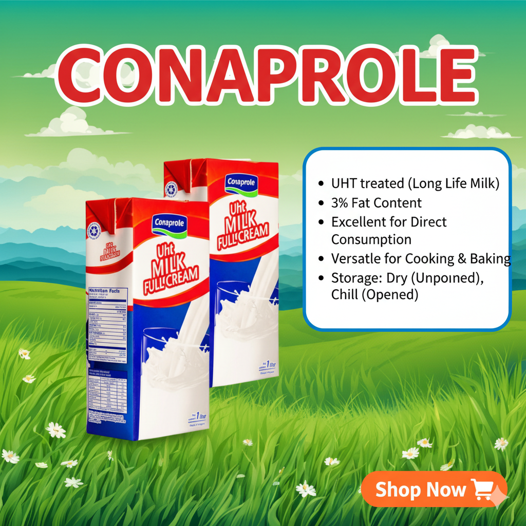 CONAPROLE UHT Full Cream Milk (Long Life Milk) 1LX12 - Rich & Creamy ...