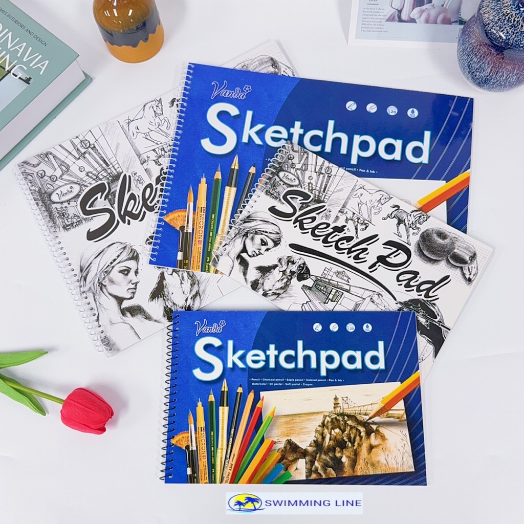 Spiral Sketch Pad 20sheets Drawing Pad VANDA BIG & SMALL Size 6” x 9 ...