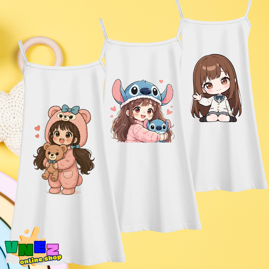 3 Pcs Dress for Kids Baby Girl Spaghetti Strap Pambahay Daster Everyday ...
