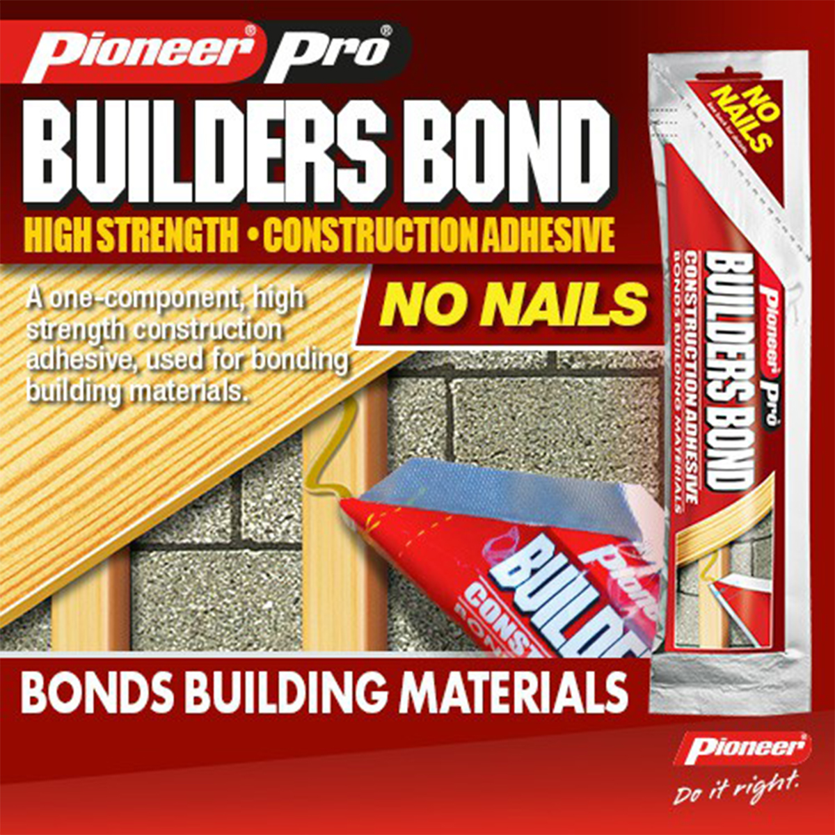 Pioneer Pro Builders Bond No Nails Construction Adhesive 100g Pouch ...