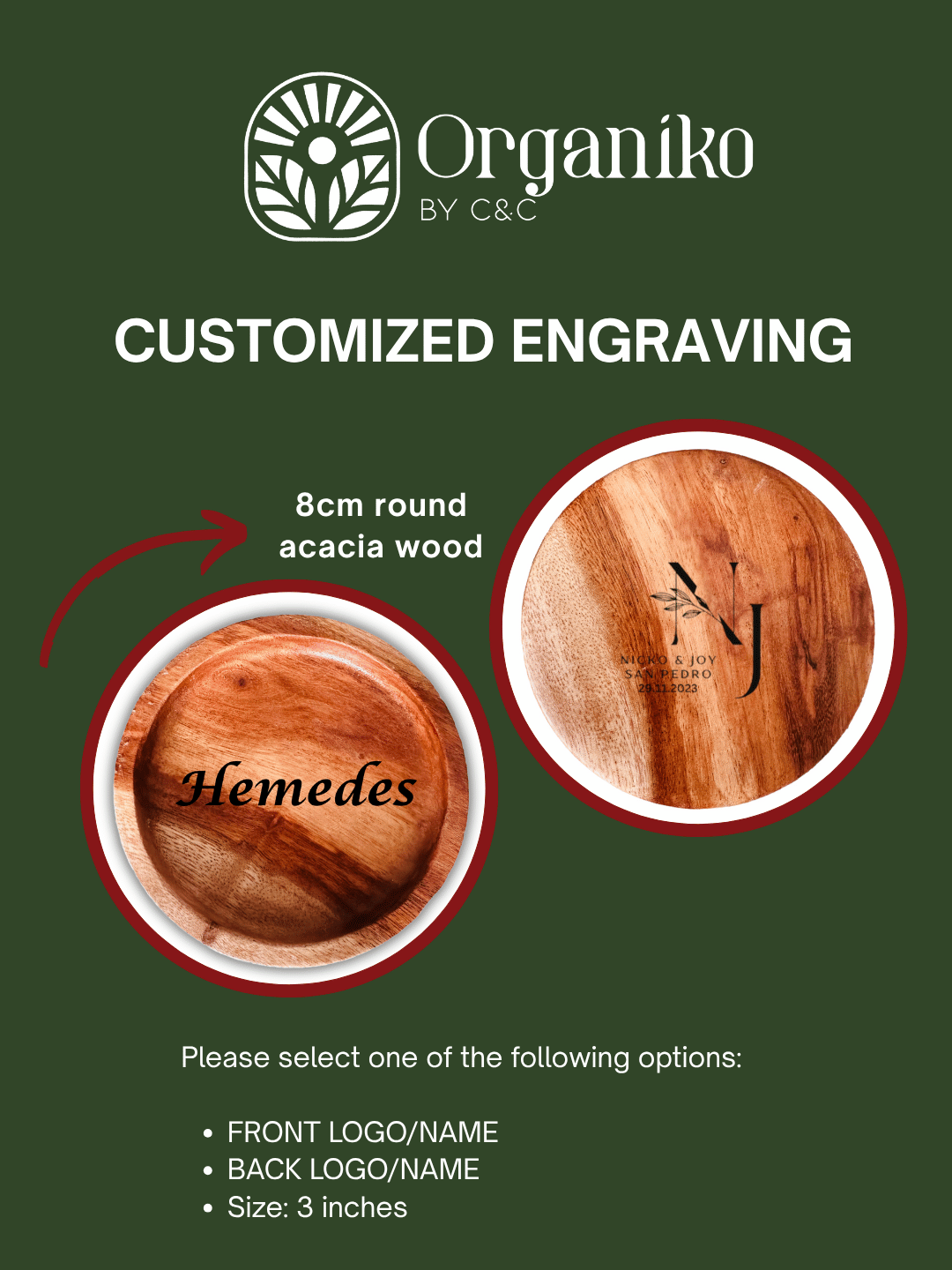 Gift Set Special Wooden Coasters with Customized Engraving Name or Logo Organiko Ph | Shopee ...