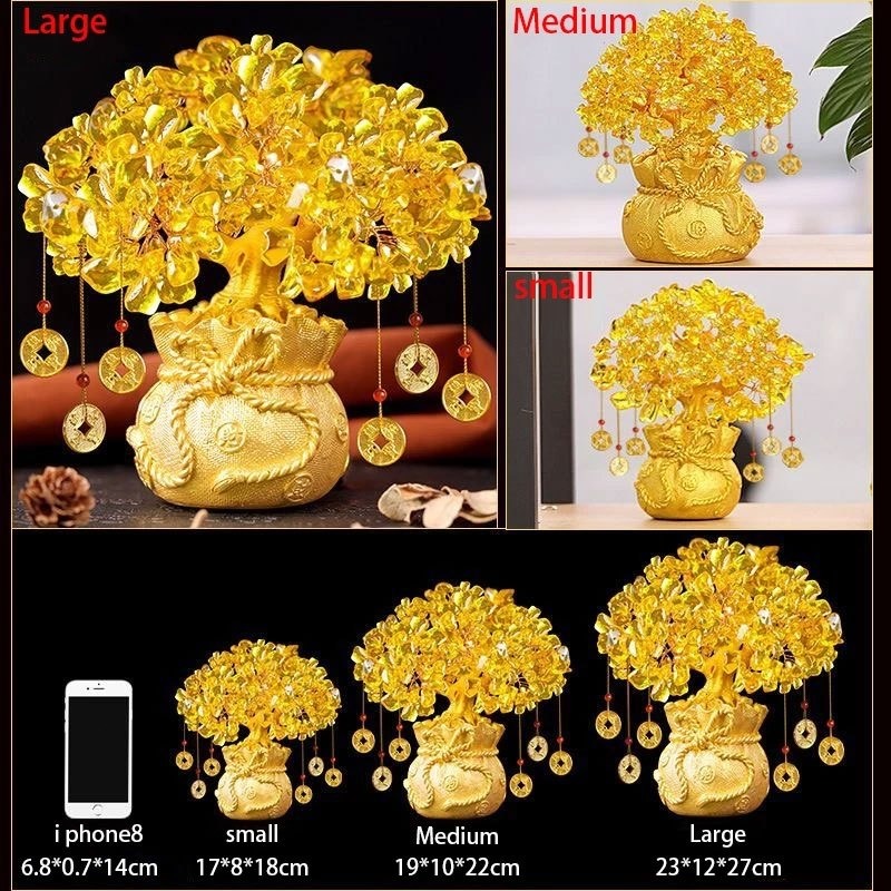 Money Tree Crystal Lucky Tree Money Bag Tree Bonsai Wealth Home ...