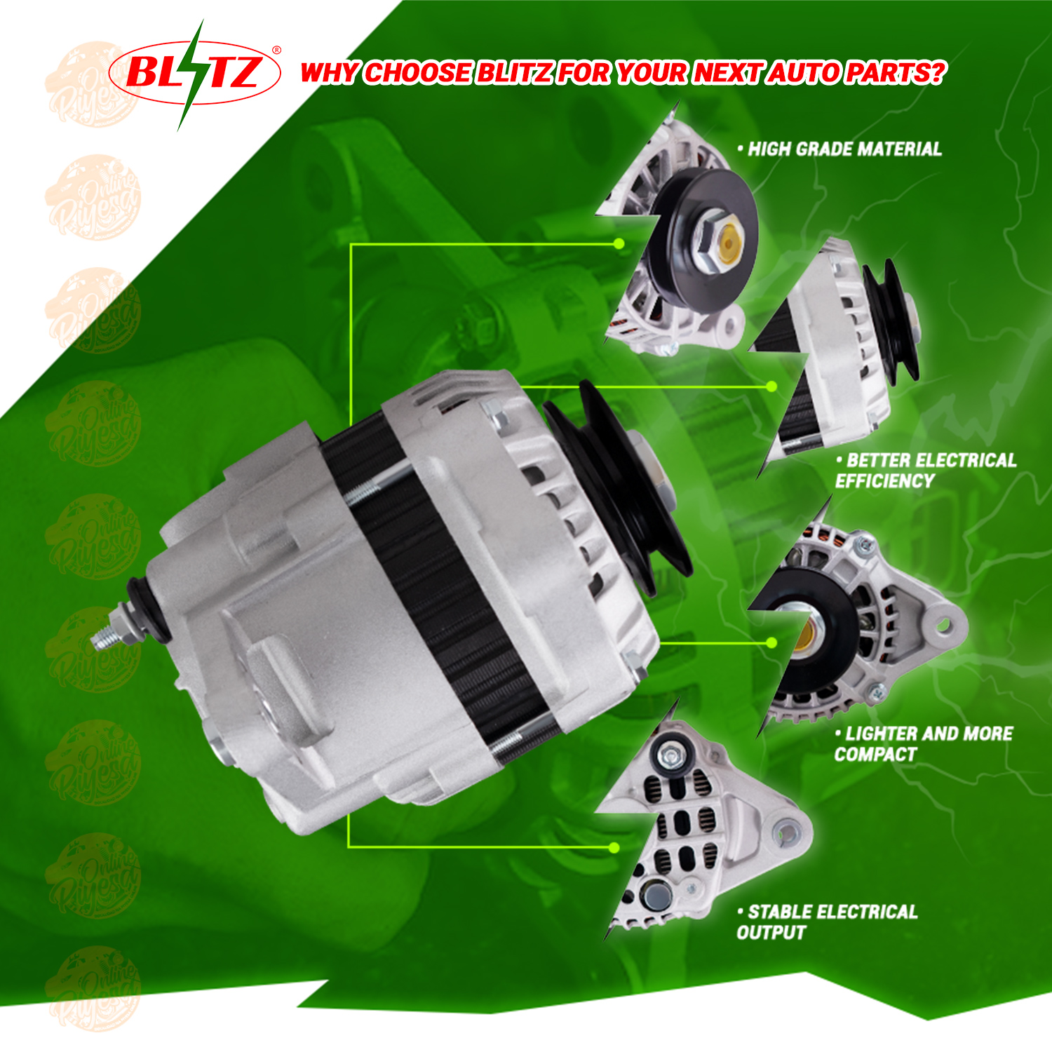 SUZUKI F6A W/ PUMP 12V/50A SINGLE PULLEY BLITZ ALTERNATOR ASSEMBLY OP ...