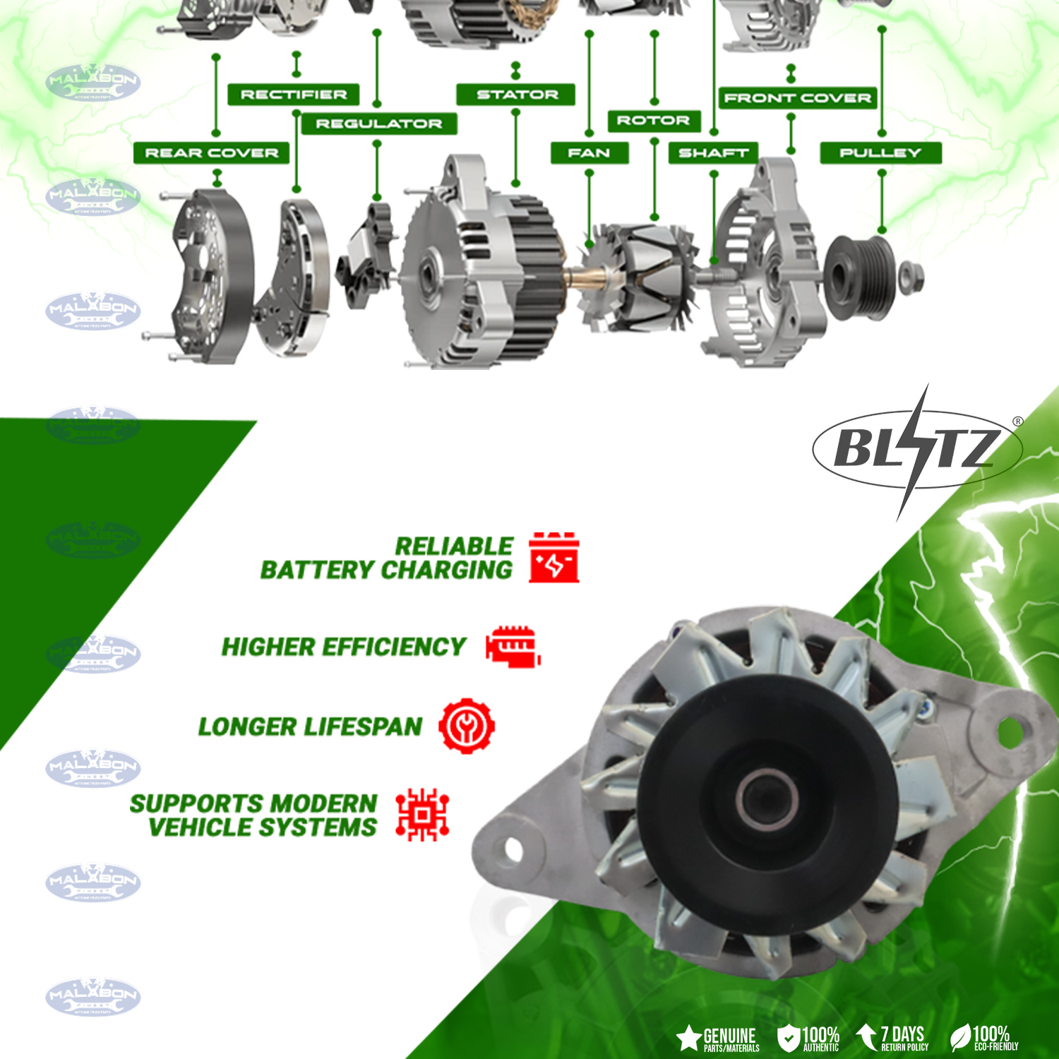 ISUZU 6HK1 6HL1 ALTERNATOR ASSEMBLY 24V / 50A 3 PULLEY BLITZ | Shopee ...