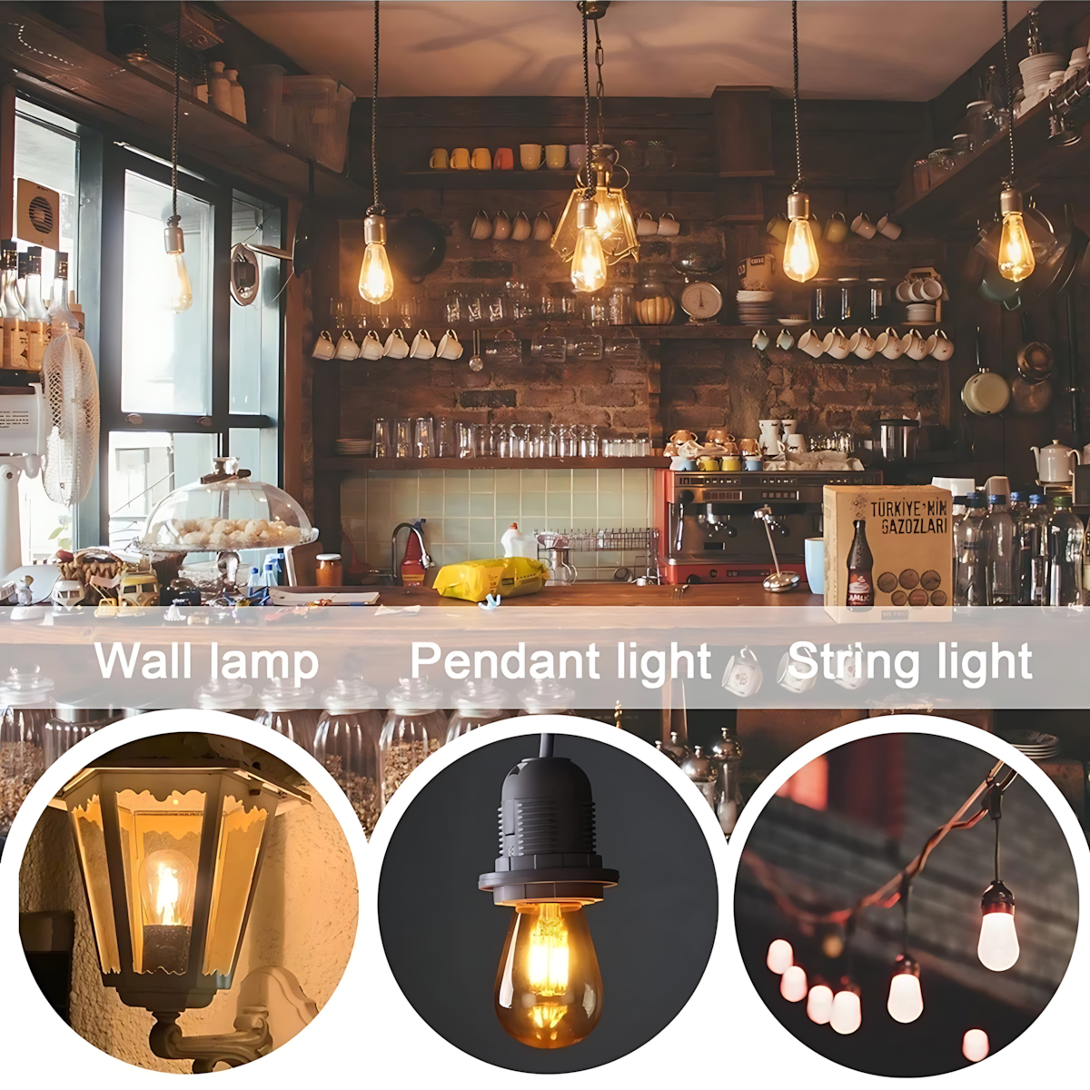 Edison E27 Retro LED Bulb ST64 Vintage Filament Bulb 40W Tungsten Bulb ...
