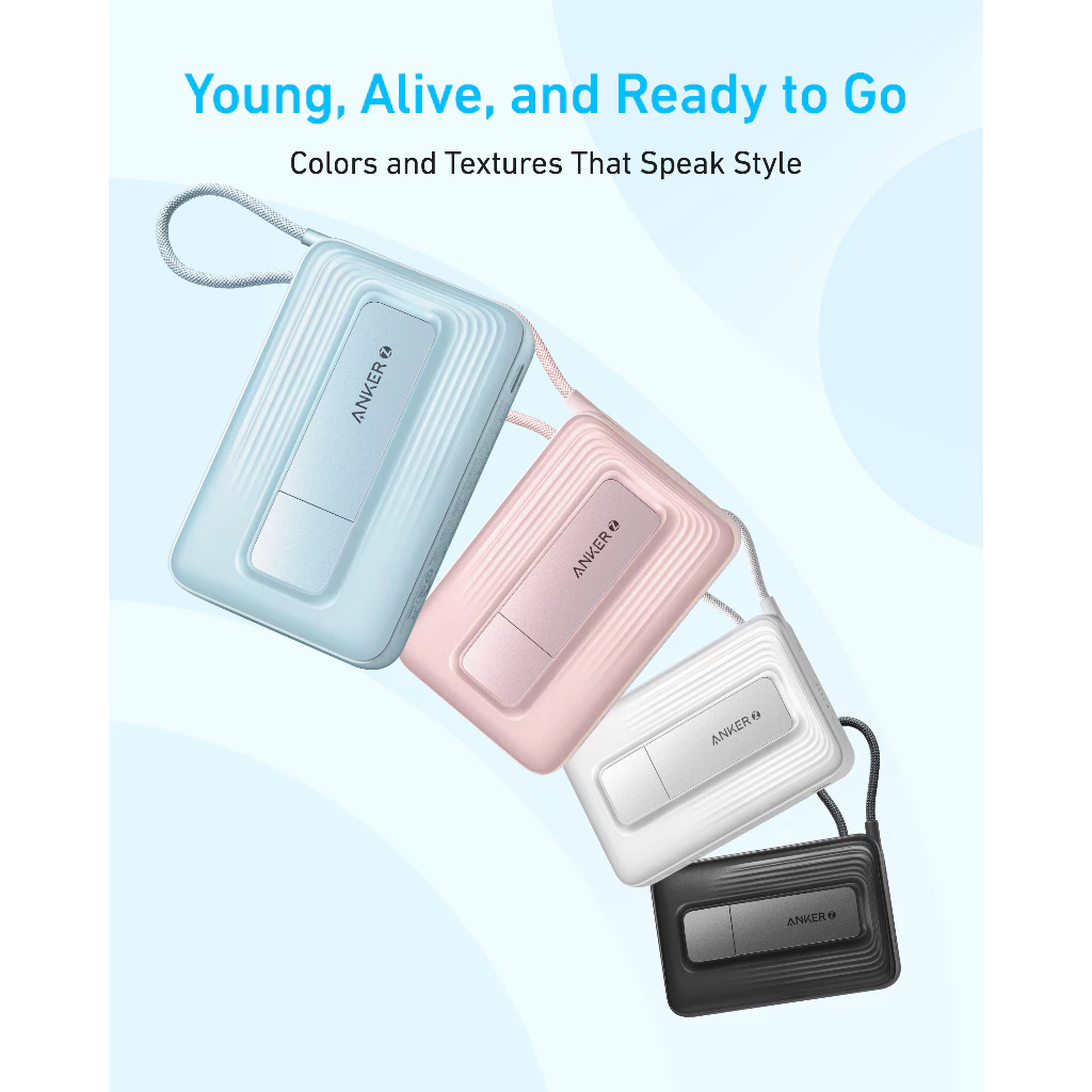 Anker Zolo Wireless Power Bank 10,000mAh 30W with Built-in USB-C Cable ...