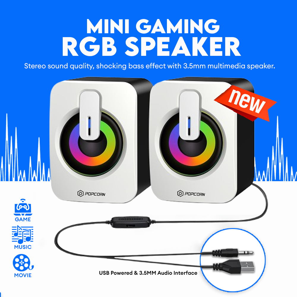 Popcorn Mini Desktop Speaker USB Colorful Lighting Effect RGB Gaming ...