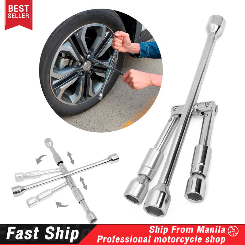 Folding 4-Way Cross Socket Wrench for Car Tire Removal and Repair ...