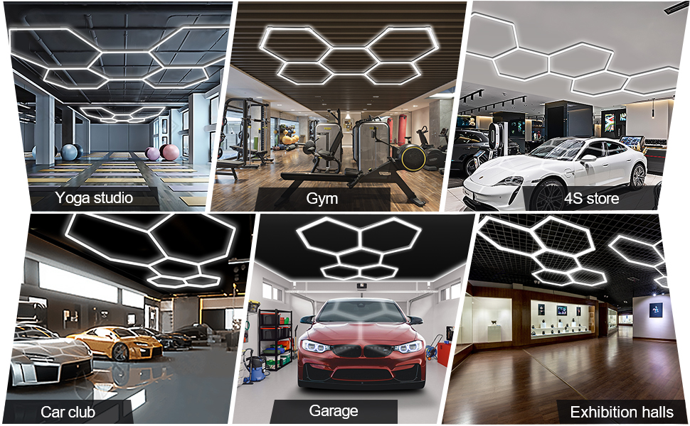 Honeycomb Hexagon LED Ceiling Light 220V Garage Car Wash Auto Beauty ...