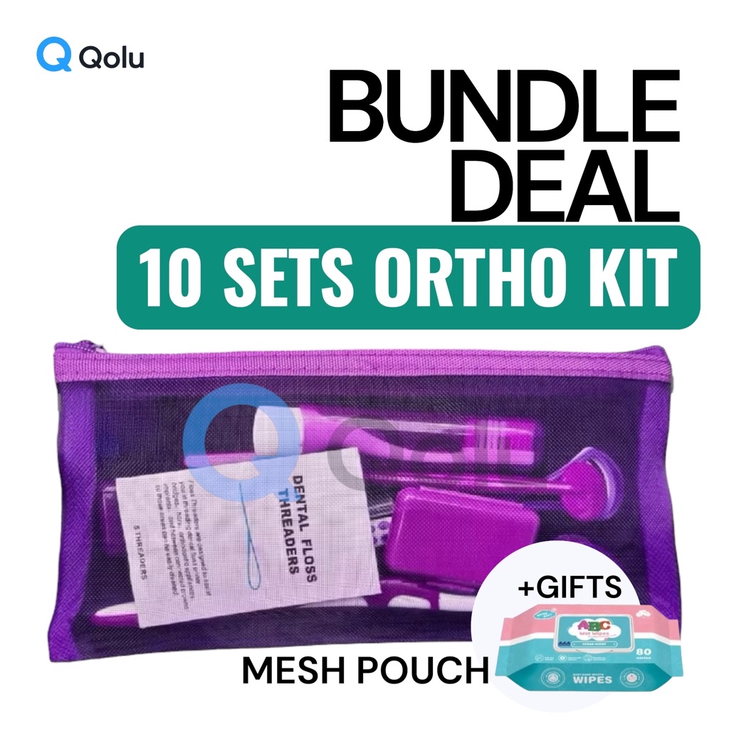10 Sets Ortho Kit Mesh Pouch | Braces Care Set | Oral Hygiene Travel ...