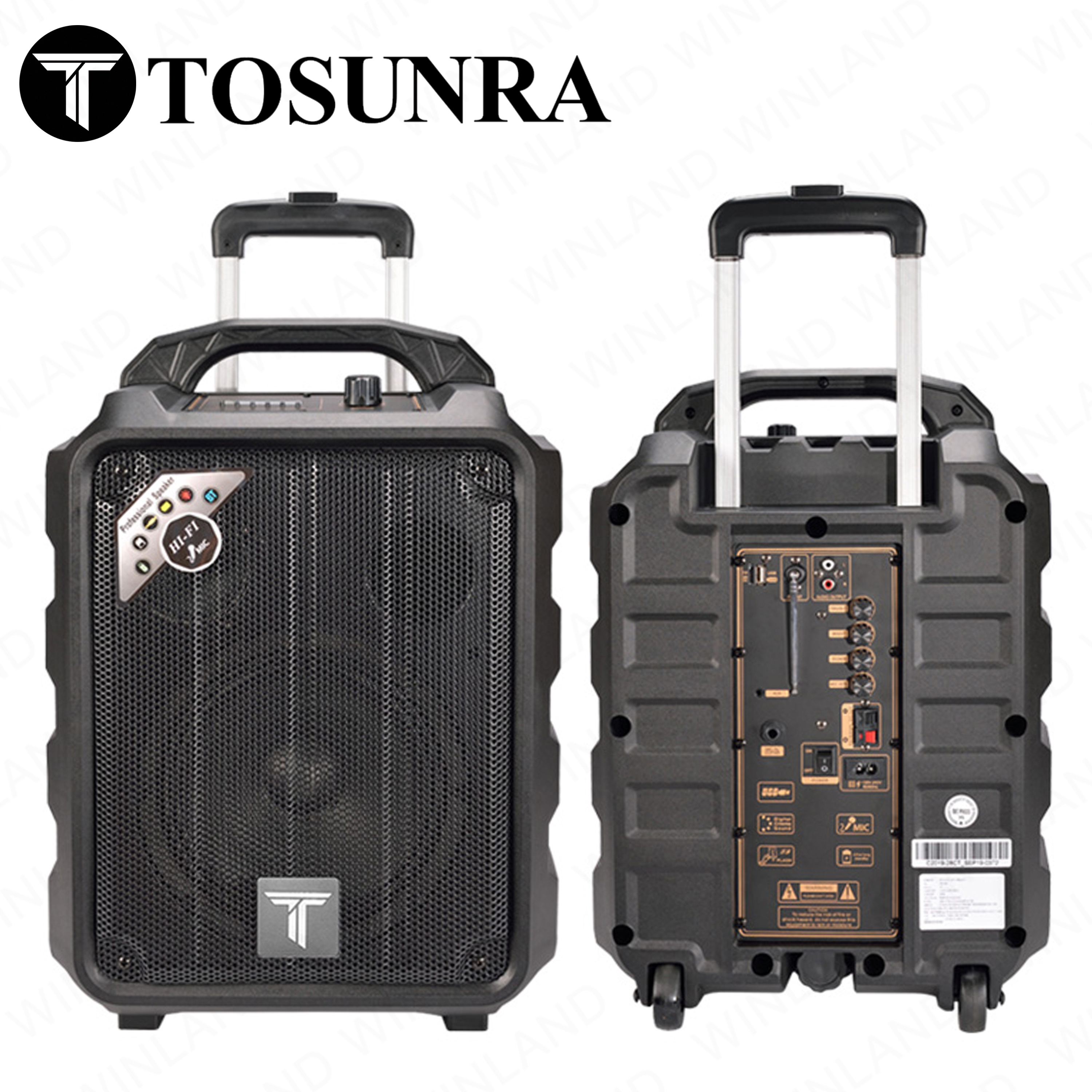 Tosunra by Winland 8inch Active Portable Trolley Speaker Box 60W w/ 1PC ...