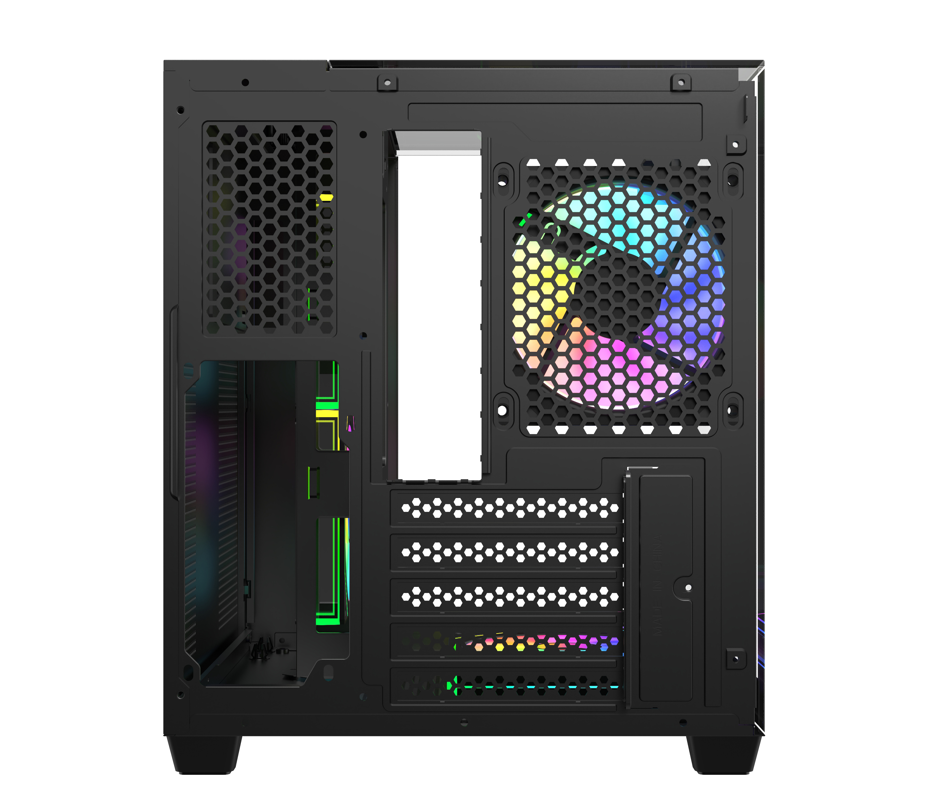 YGT X275M M-ATX Gaming PC Case Panoramic column-free 3-sided glass sea ...