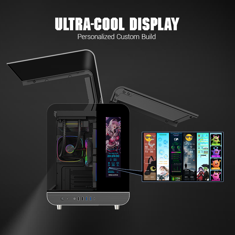 ESGAMING 7 Micro ATX Gaming PC Case With 3 Fans Tempered Glass Dual ...