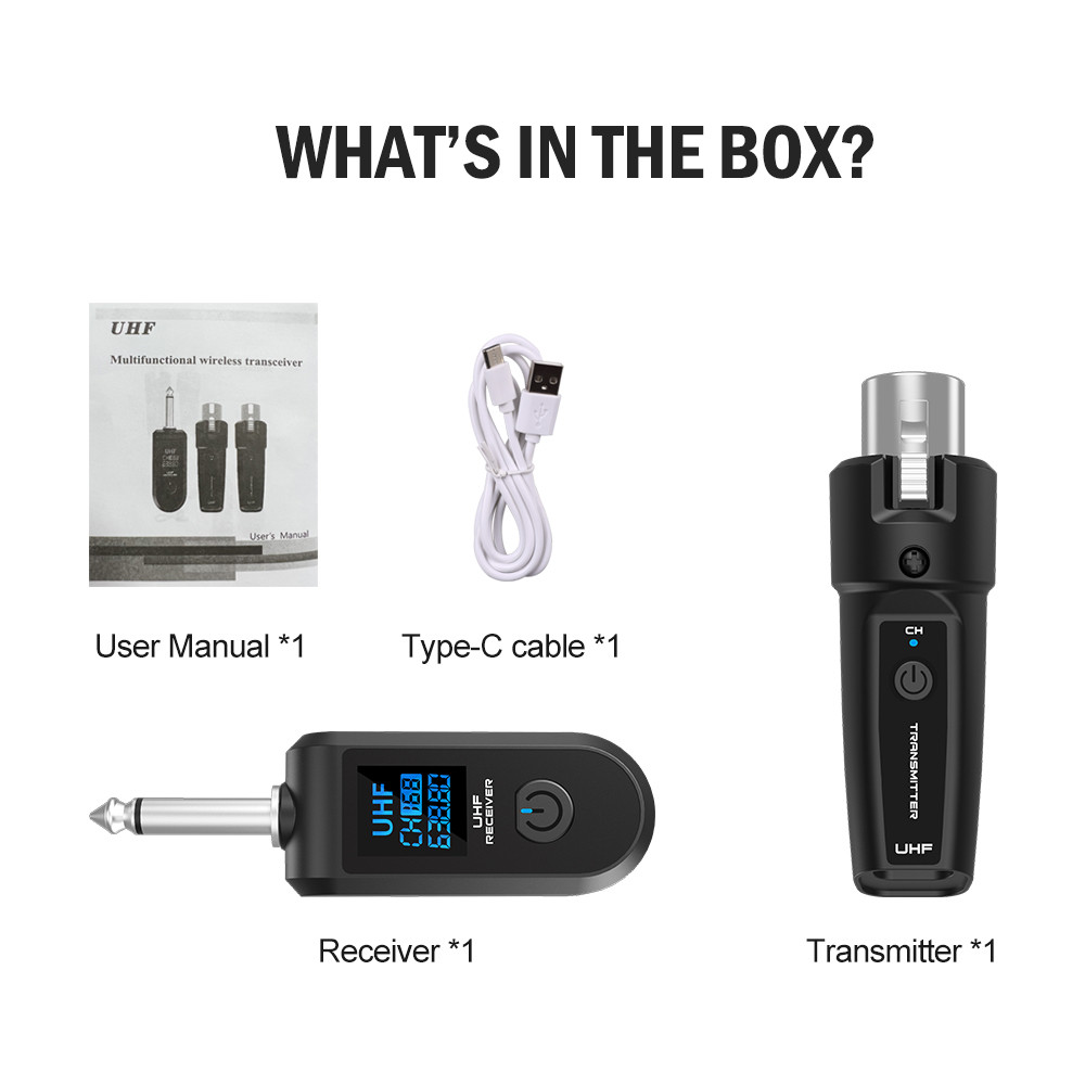 2.4G UHF XLR Adapter System Wireless Microphone Transmitter Receiver ...