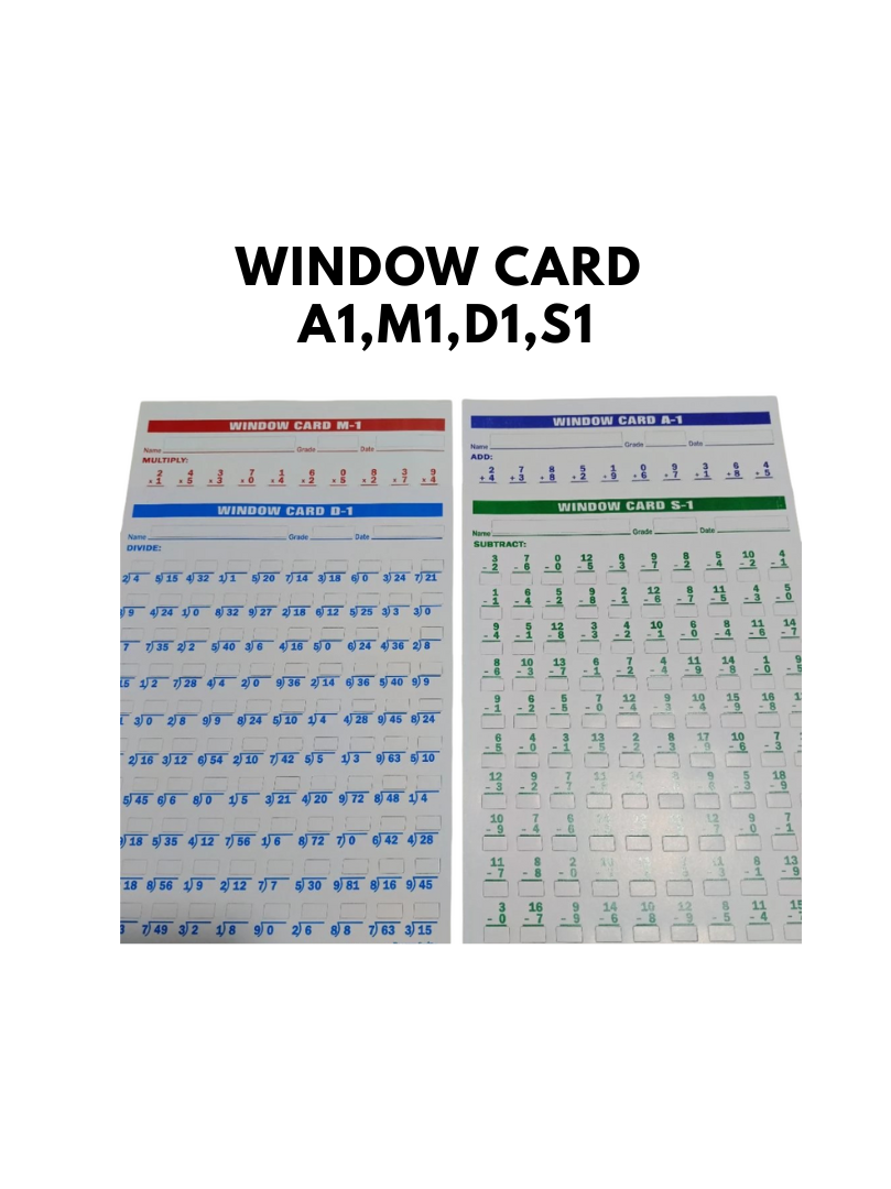 Window Card ADDITIONAL,SUBTRACTION,MULTIPLICATION,DIVISION Sold by 4pcs ...