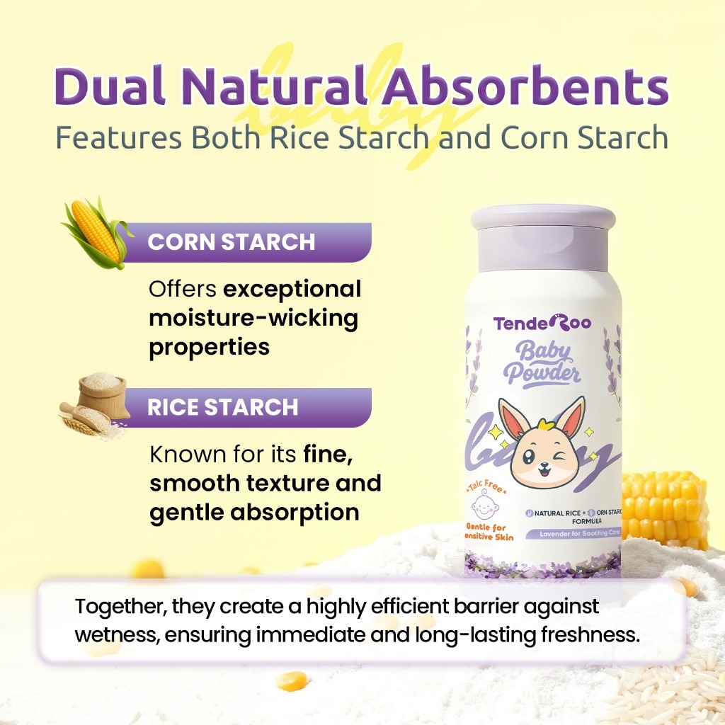 TendeRoo Baby Powder 80g + 2 Freebies – Talc-Free Rice & Corn Starch ...