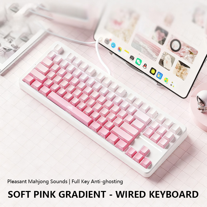 Zeus A-87 RGB Mechanical Feel Keyboard Side Printed Keycaps With Stand ...