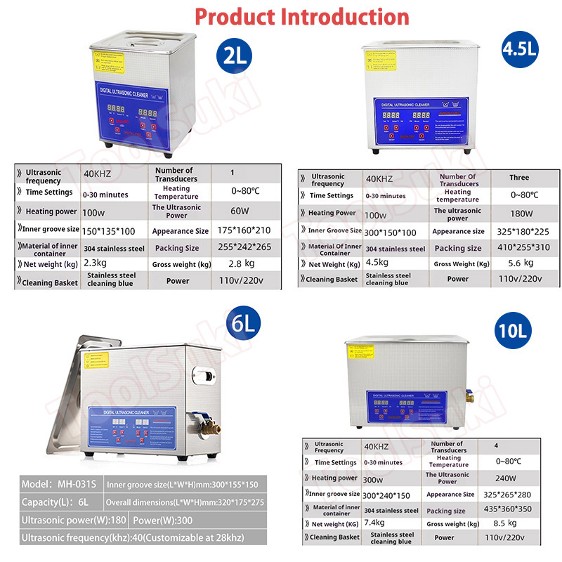 2L Digital Ultrasonic Cleaner Adjustable Heating Timing Cleaning Lab ...